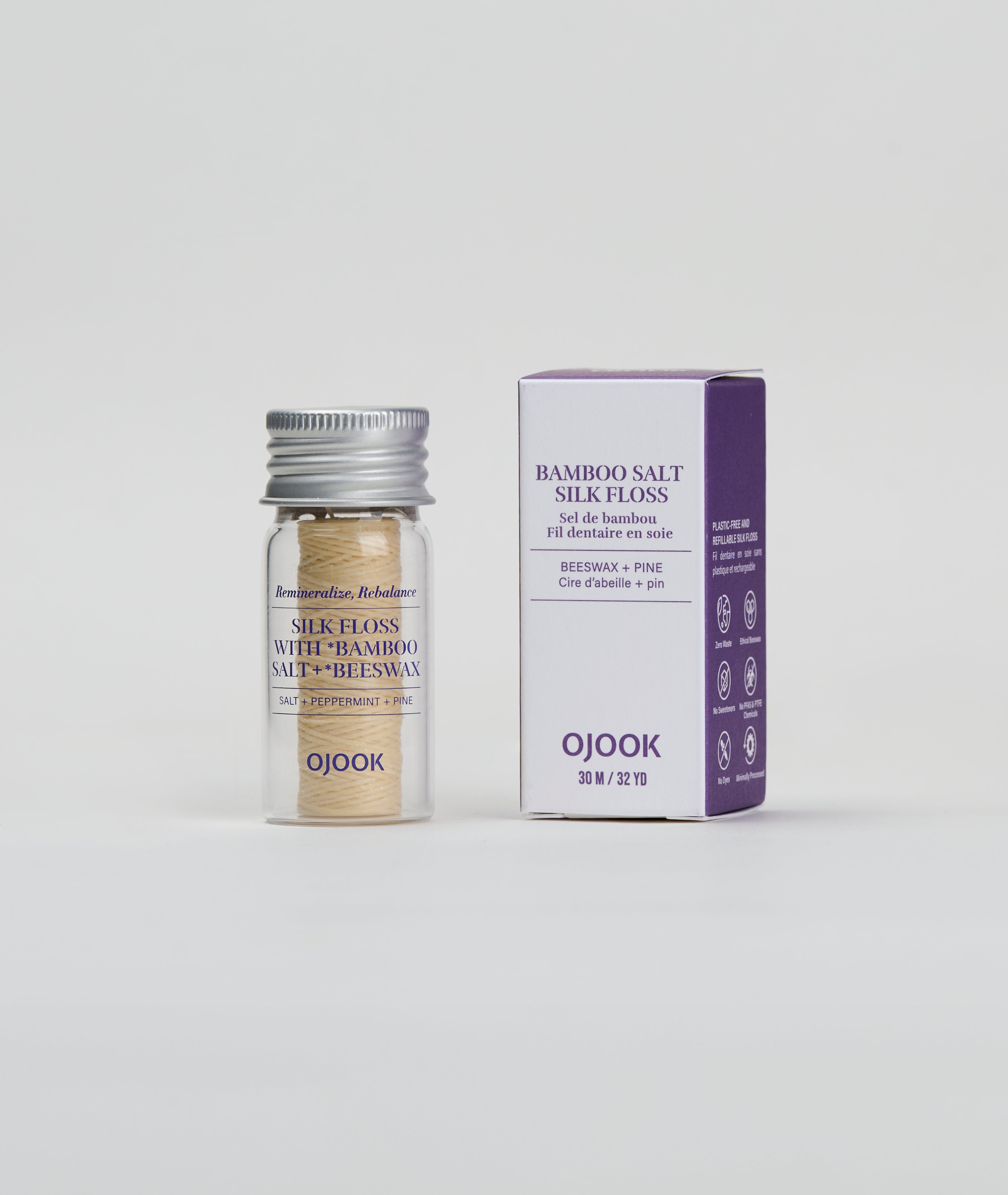 Biodegradable Silk Floss with Bamboo Salt and Beeswax | OJOOK